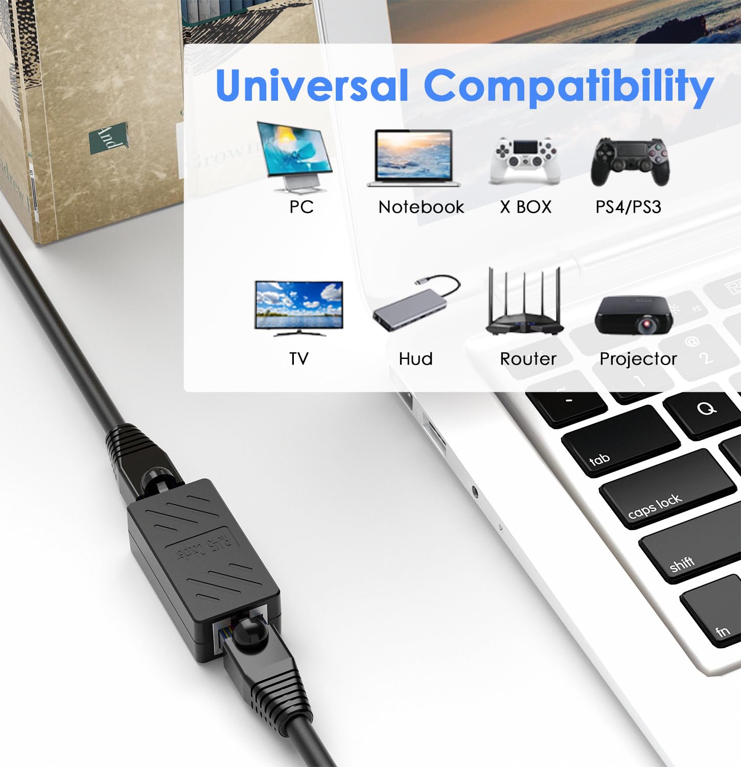 LVY Ethernet Extender RJ45 Couplers Network Cable Coupler Cat 5 Coupling Lnternet Female to Female Connector Lnline Coupler for Cat5/ Cat5e/ Cat6e/ Cat7 Ethernet Extension Cable(3 Pack Black)
