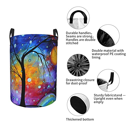 UMBRELO Life Tree Large Laundry Hamper, Colorful Laundry Basket Dorm Creative Trees Dirty Cloth Hampers Waterproof With Leather Handle, For Bathroommedium