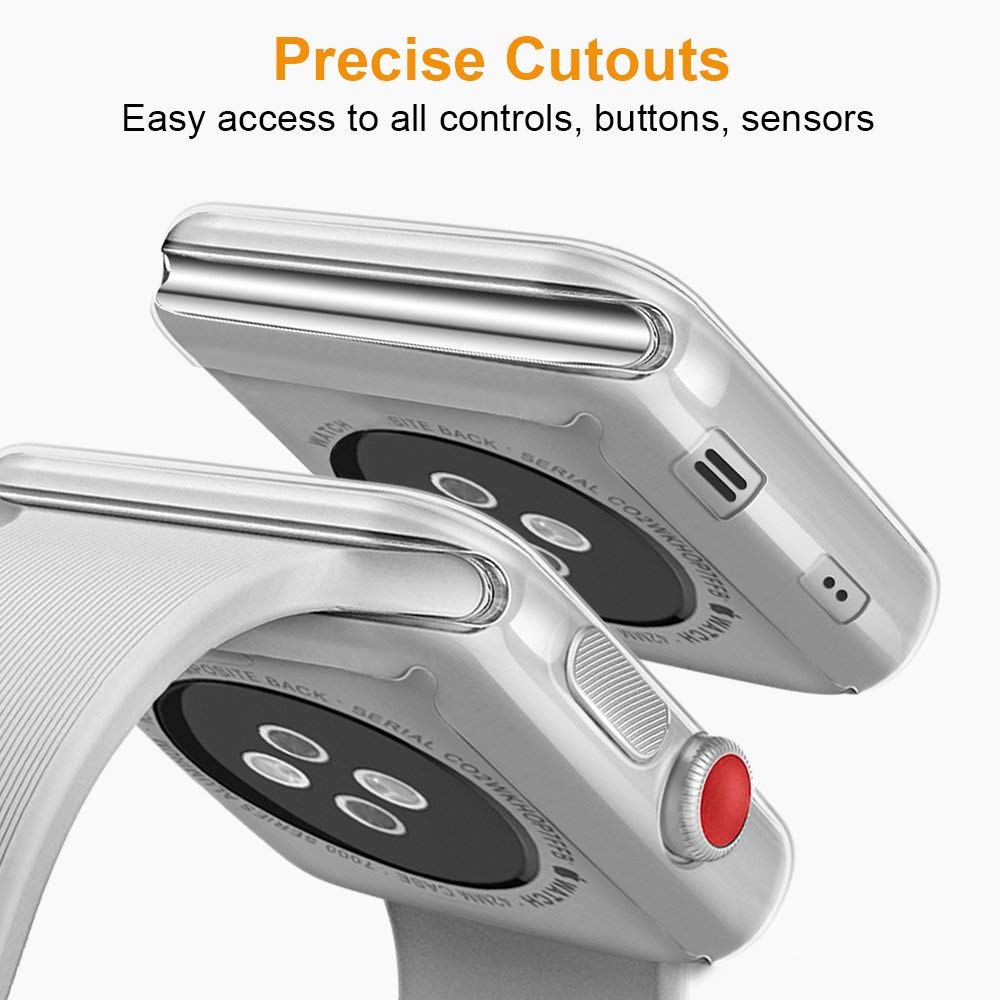 Lelong [2 Pack] Case for Apple Watch Series SE/6/5/4 Screen Protector 44mm, Soft TPU All-Around Clear Protective Case Cover for iWatch Series SE Series 6/5/4