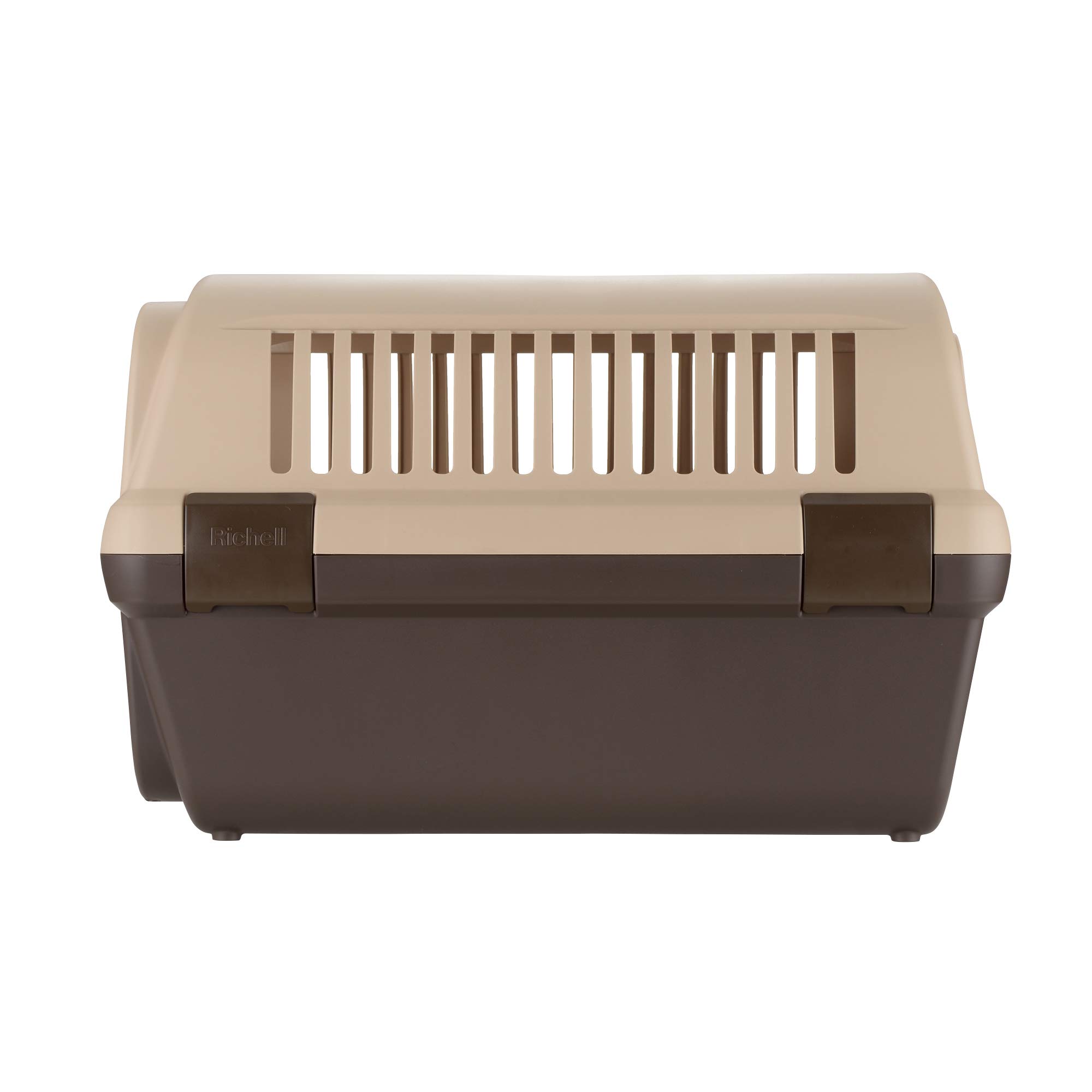 Richell Pet Travel Carrier Size Medium in Brown, Travel Carrier or Crate for Dogs and Cats up to 17.6 lbs.