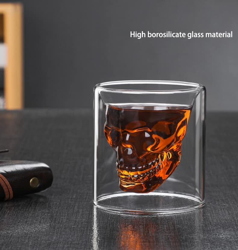 MOOFFZ Creative skull cocktail glass, heterosexual personality wine glass,Funny Crystal Drinking Cup,Home Halloween Party Bar Gift (250ml)