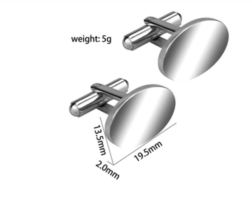 Stainless Steel Cufflinks Men's Shirt Cuff Studs Oval Single