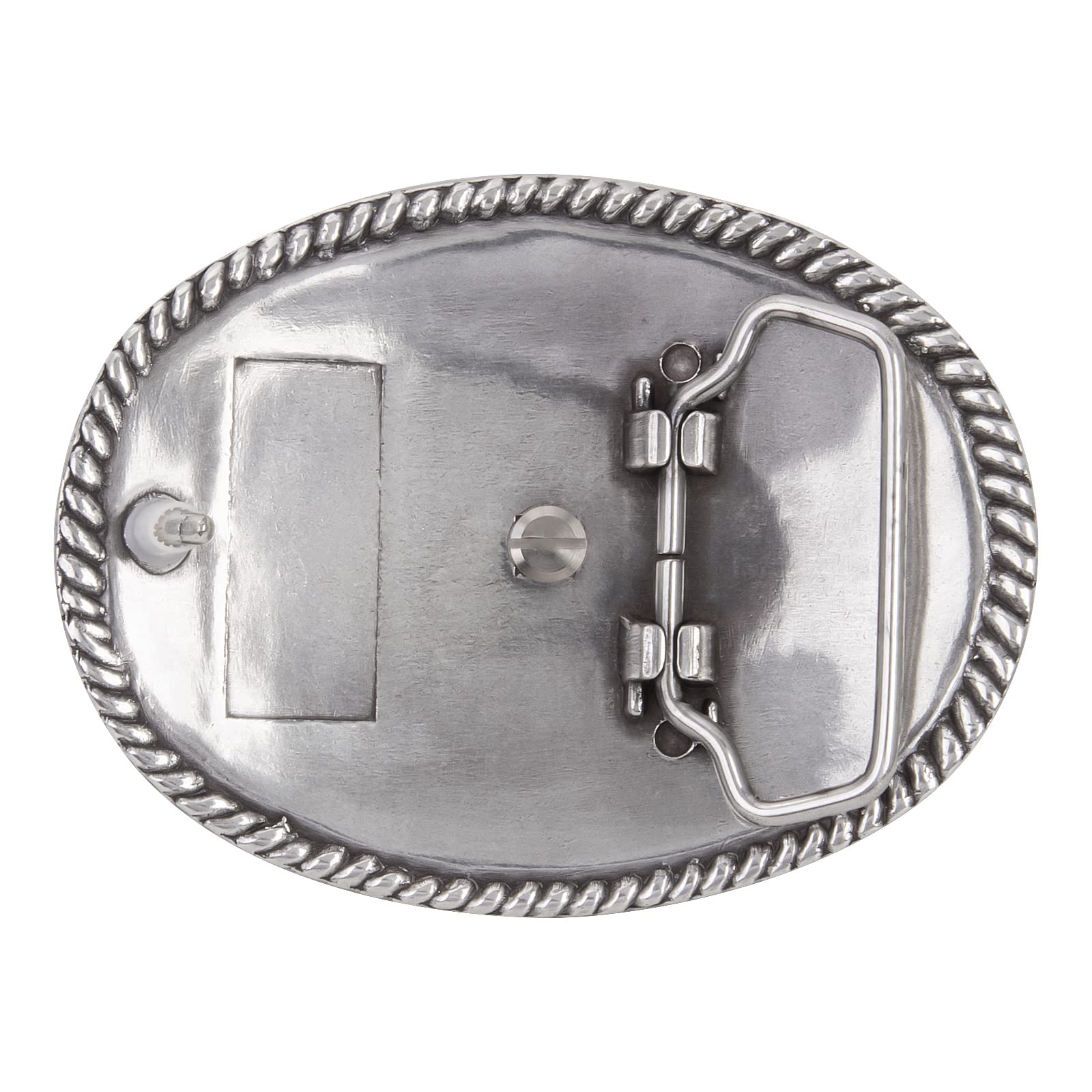 Silver-plated two-tone belt buckle (Green Crystal)