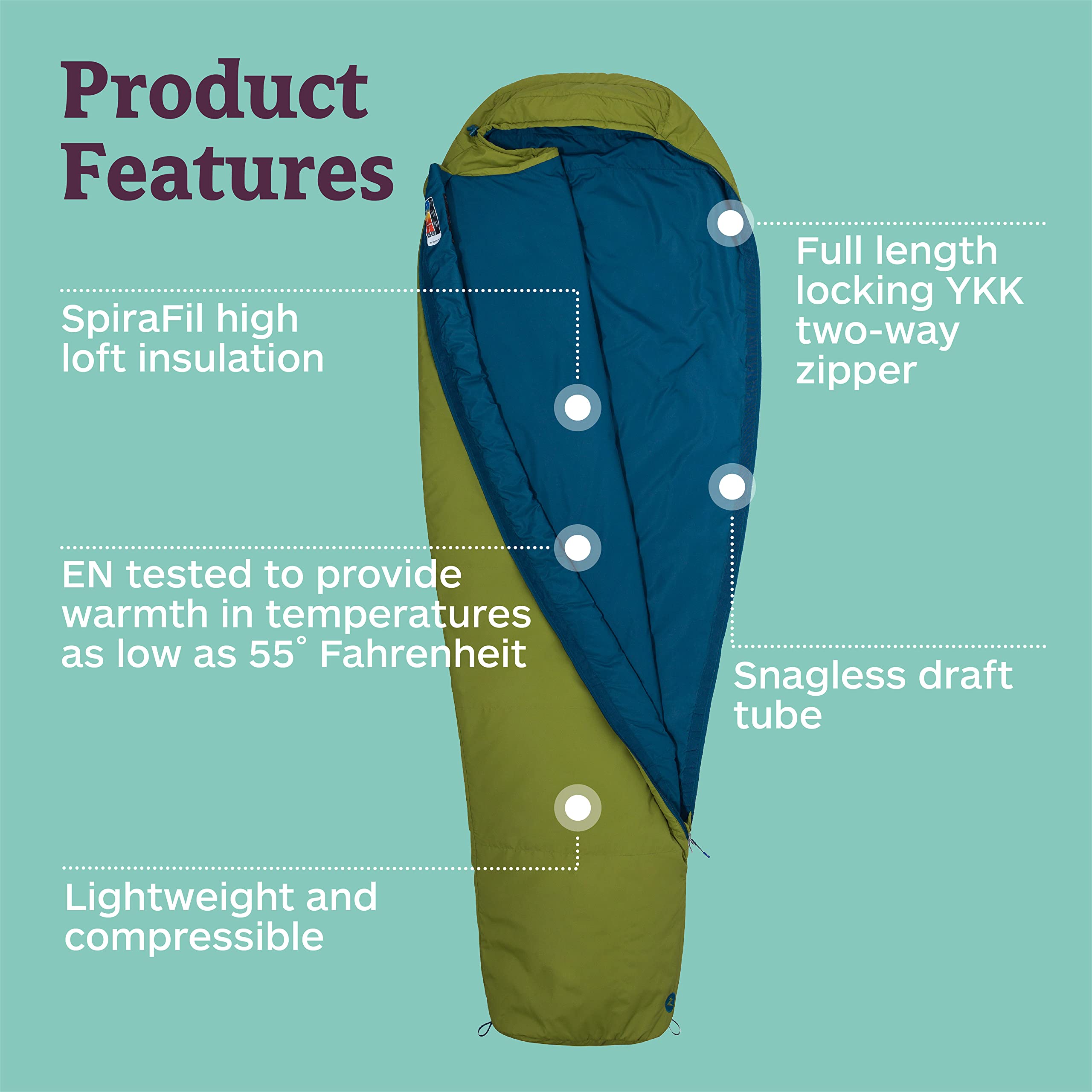 Marmot Voyager 45 Mummy Sleeping Bag, Sapphire, Regular