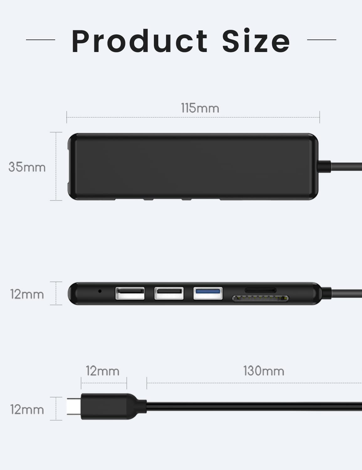 USB C Hub,6 in 1 with 1080P HDMI Output,1 USB 3.0, 2 USB 2.0, SD/TF Card Reader, Suitable for MacBook Pro Air , iMac, XPS, Surface and More Type C Equipment…