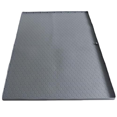 Under Sink Mat 34x22in Silicone Waterproof Mat with Drain Hole Kitchen Cabinet Liner Protector Under Sink Tray for Bathroom Kitchen