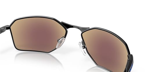 Oakley Men's OO6047 Savitar Rectangular Sunglasses, Satin Black/Prizm Sapphire Polarized, 58 mm