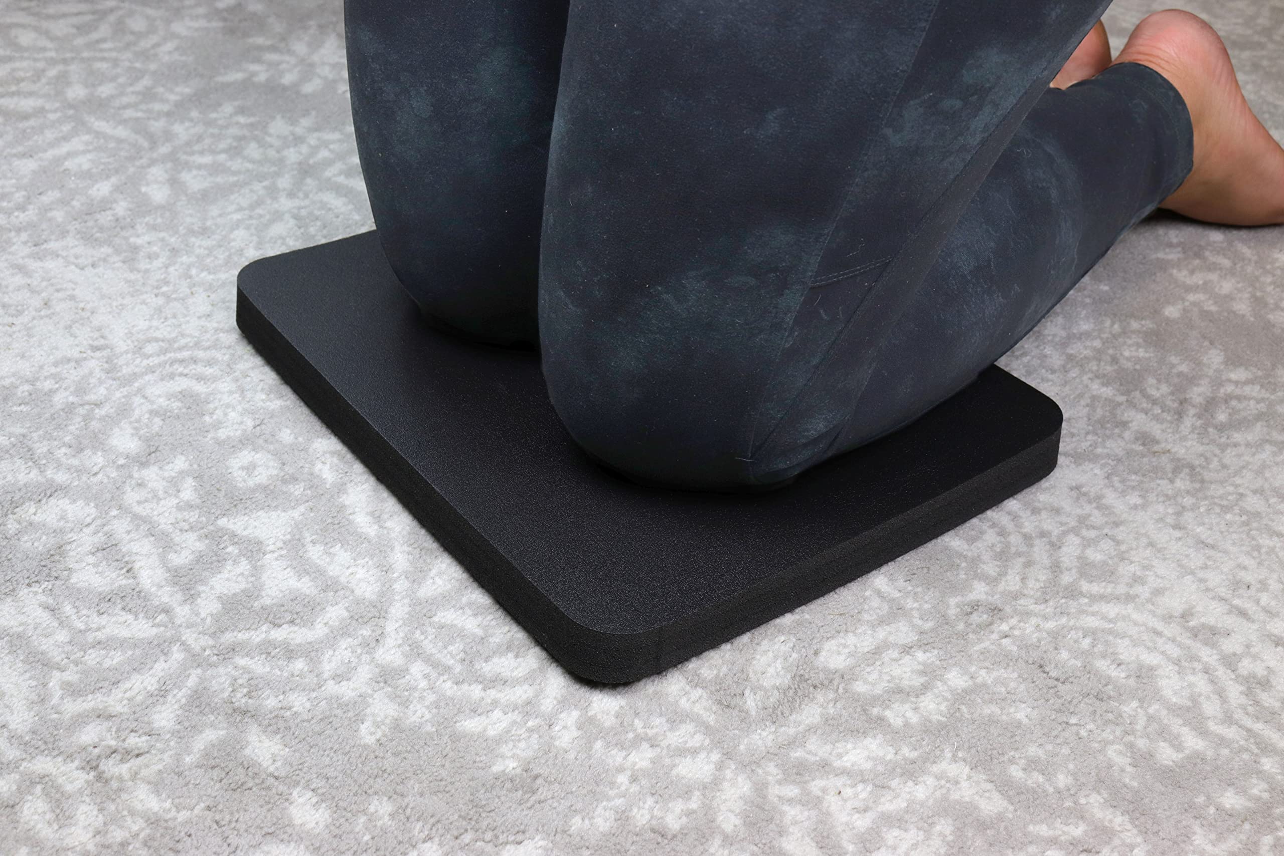 Polar Whale Exercise Kneeling Pad Cushion for Knees Hands Elbow Wrist Non-Slip Durable Thick Comfortable Kneeling Portable High Density Waterproof Black Foam 14 x 12 Inches Easy Clean