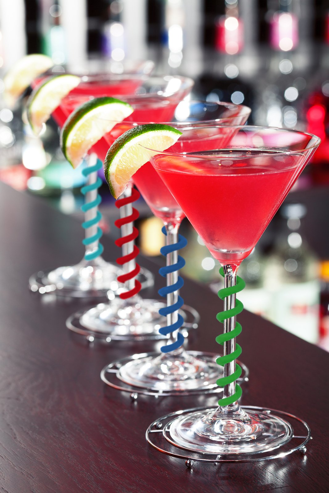 Simply Charmed Wine Glass Charms Set of 8 Silicone Drink Markers for Cocktails, Martinis, Champagne Flutes and More