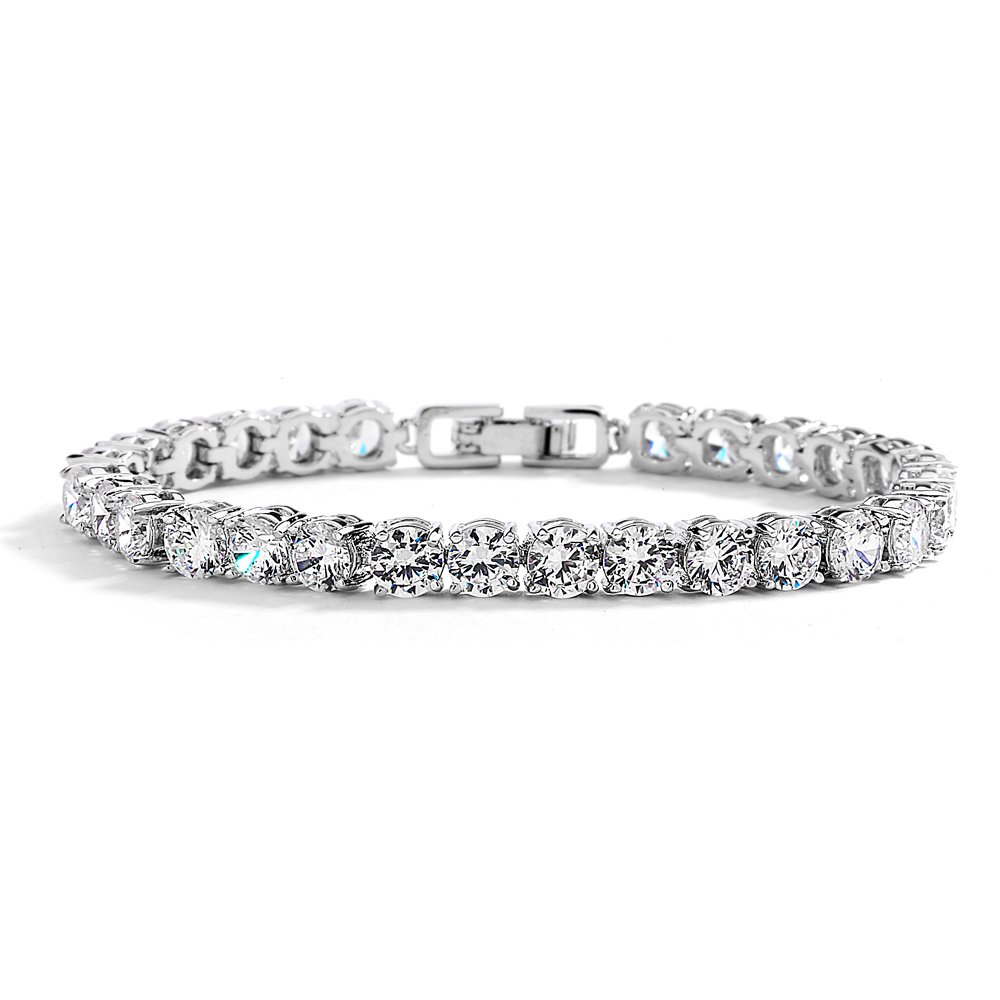 Mariell Silver Platinum 6 1/2" Petite Size CZ Crystal Bridal Tennis Bracelet, Perfect for Smaller Wrist