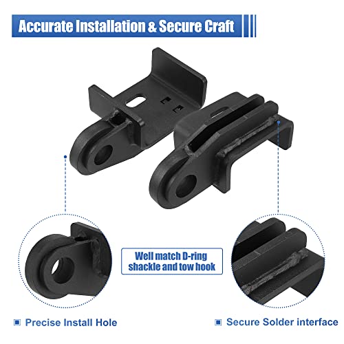 X AUTOHAUX 2 Pcs Front Tow Hook D Ring Mounting Bracket Tow Hook Bracket Kit for Toyota Tacoma 2009-2021 Front Bumper D-Ring Shackle Bracket Steel Anti Rust Coating Black