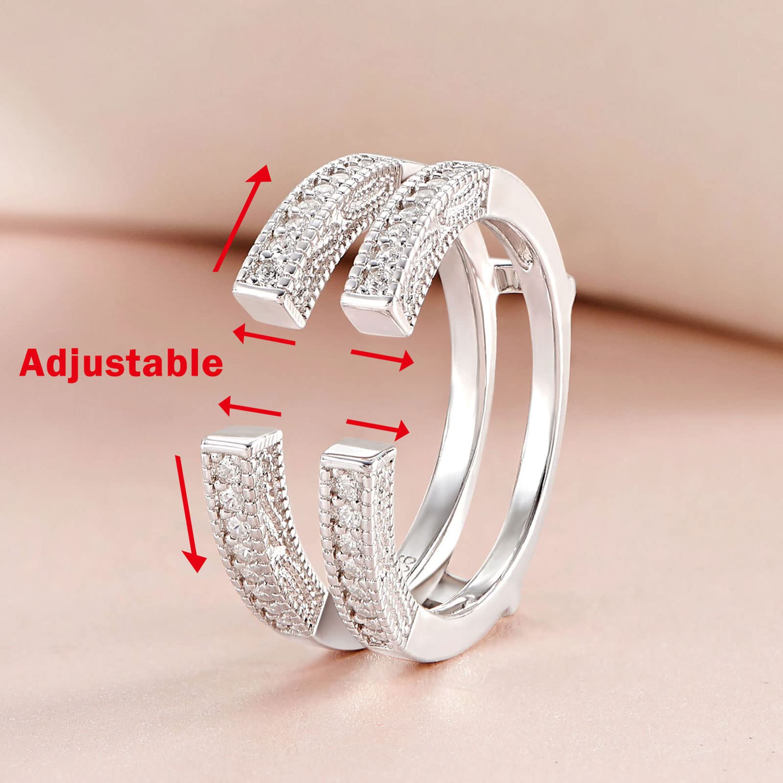 SHELOVES Vintage Guard Wrap Wedding Band For Women 925 Sterling Silver Ring Enhancer for Engagement Rings Sz 6