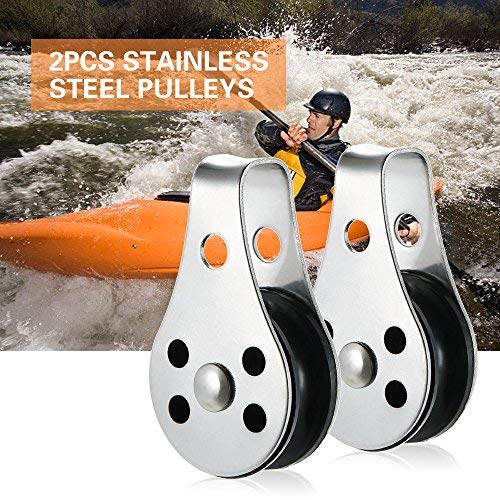 Lixada 2PCS Stainless Steel Pulley Blocks for Kayak Canoe Boat Anchor Trolley Kit