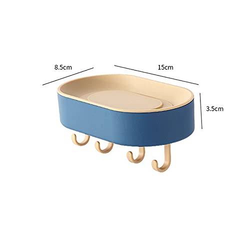 PLMM soap Box, Wall Mounted Soap Holder Box Door Soap Dish for Bathroom Products Tray Portable with Suction Cup Solid Drain Water Plates (Color : Pink)