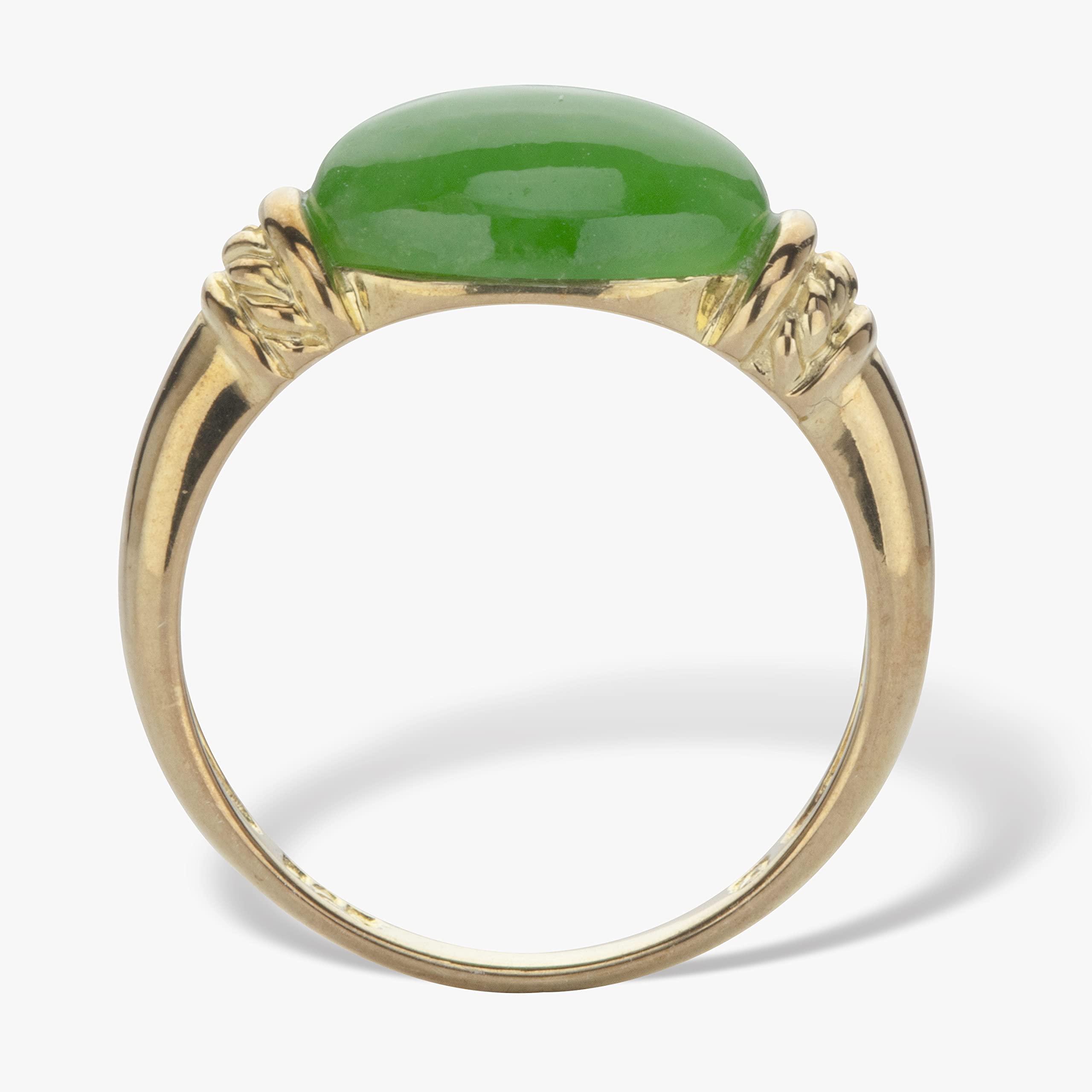 PalmBeach Yellow Gold-plated Sterling Silver Oval Shaped Genuine Green Jade Ring Sizes 6-10 Size 6