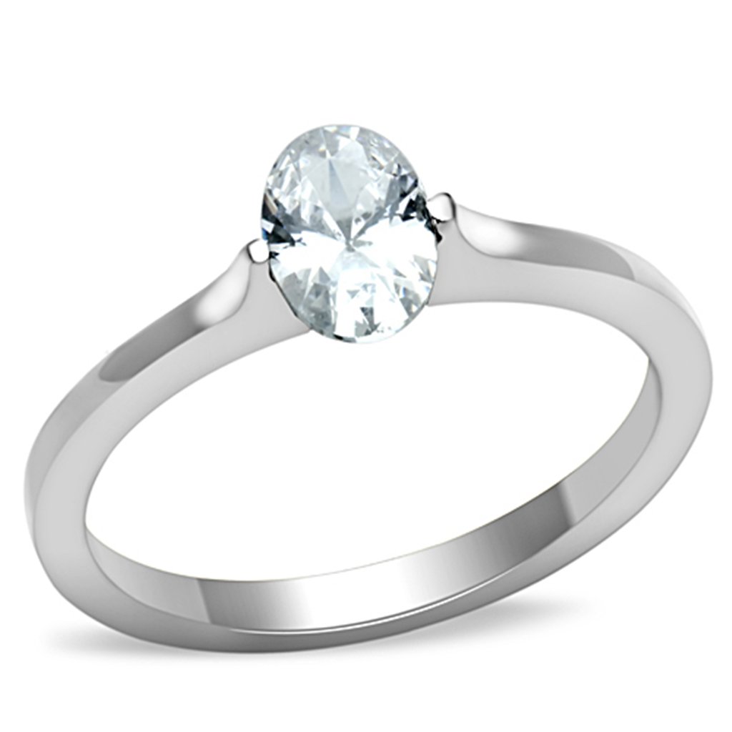 Marimor Jewelry Women's Stainless Steel AAA Grade Cubic Zirconia Engagement Ring Size 8