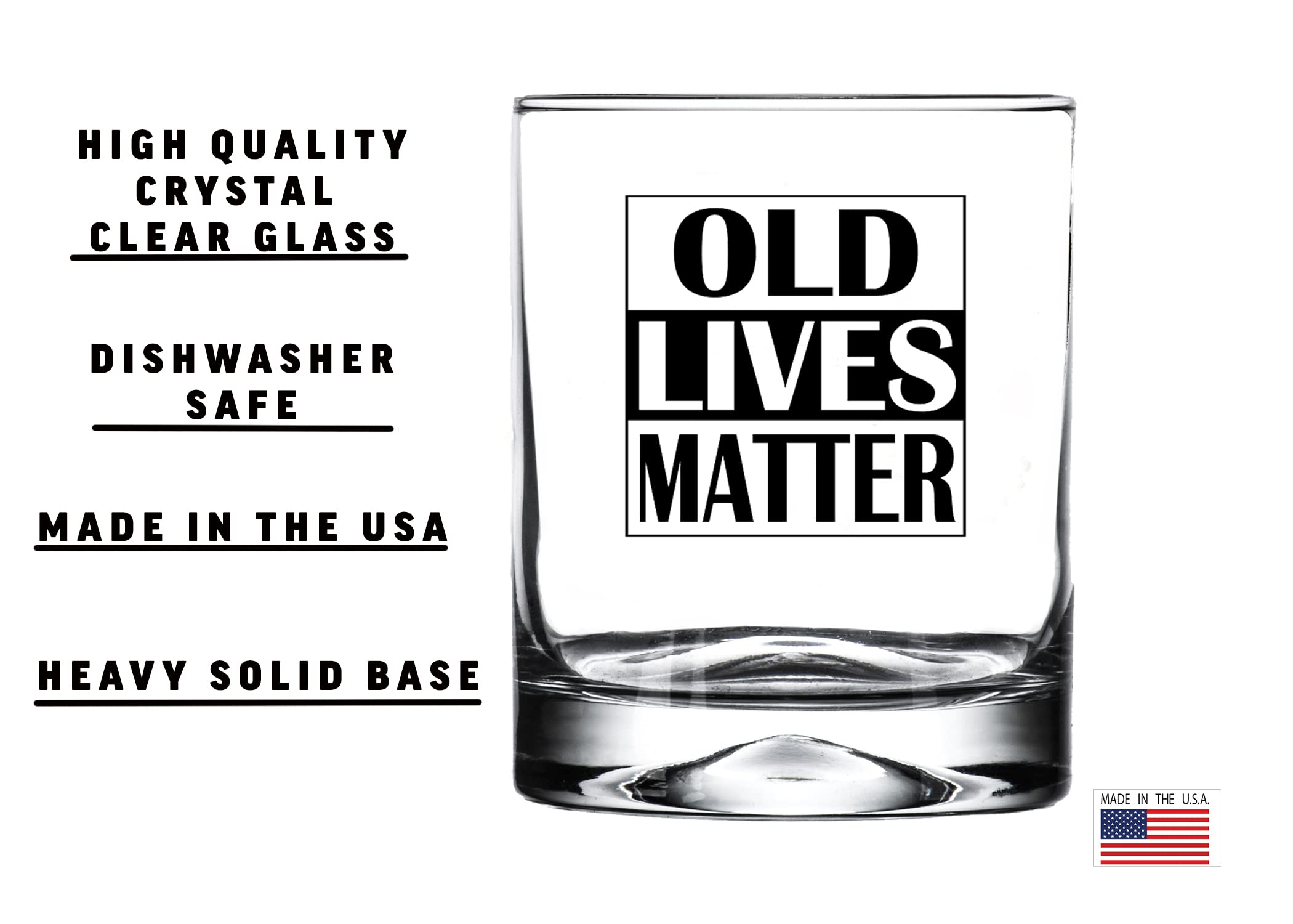 Rogue River Tactical Funny Old Lives Matter Joke Fashioned Whiskey And Shot Glass Bundle Drinking Cup Gag Gift Set For Him Her Men Dad Mom Grandpa Birthday or Retirement Combo Gift Set