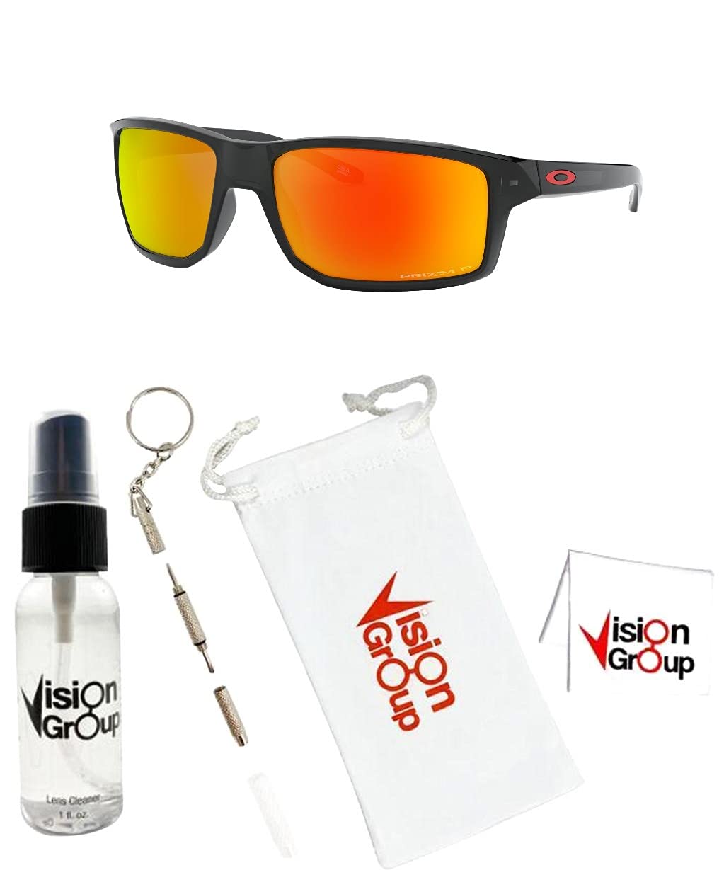 Oakley OO9449 Gibston Sunglasses + Vision Group Accessories Bundle (Black Ink/Prizm Ruby Polarized (944905))