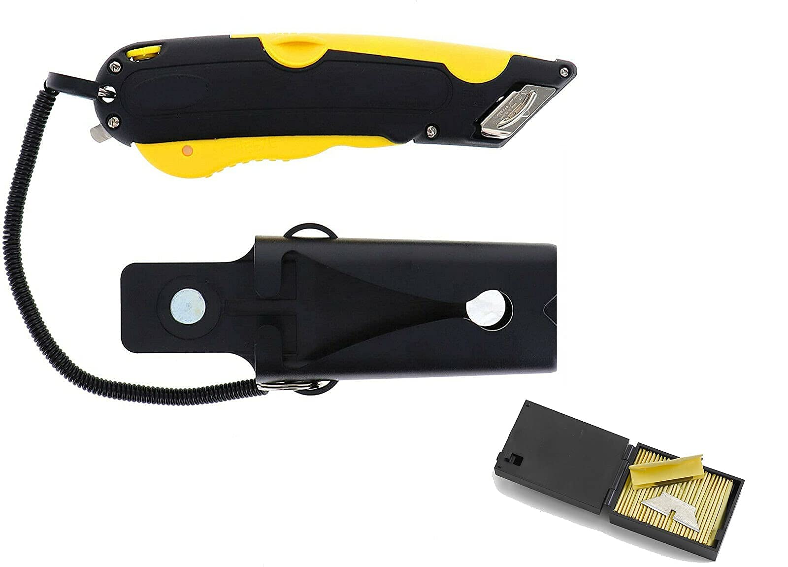 Veltec EZ-2000 YELLOW Safety Box Cutter Knife & 81 Count Box of Blades