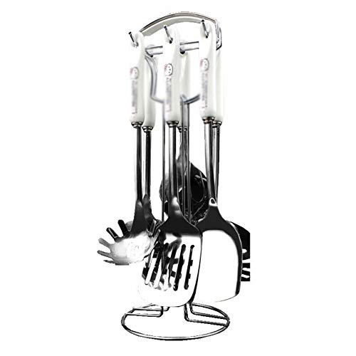 LMMDP 7pcs Stainless Steel Kitchenware Set Steak Frying Shovel Spatula Soup Spoon Noodle Spoon Kitchen Cooking Tools