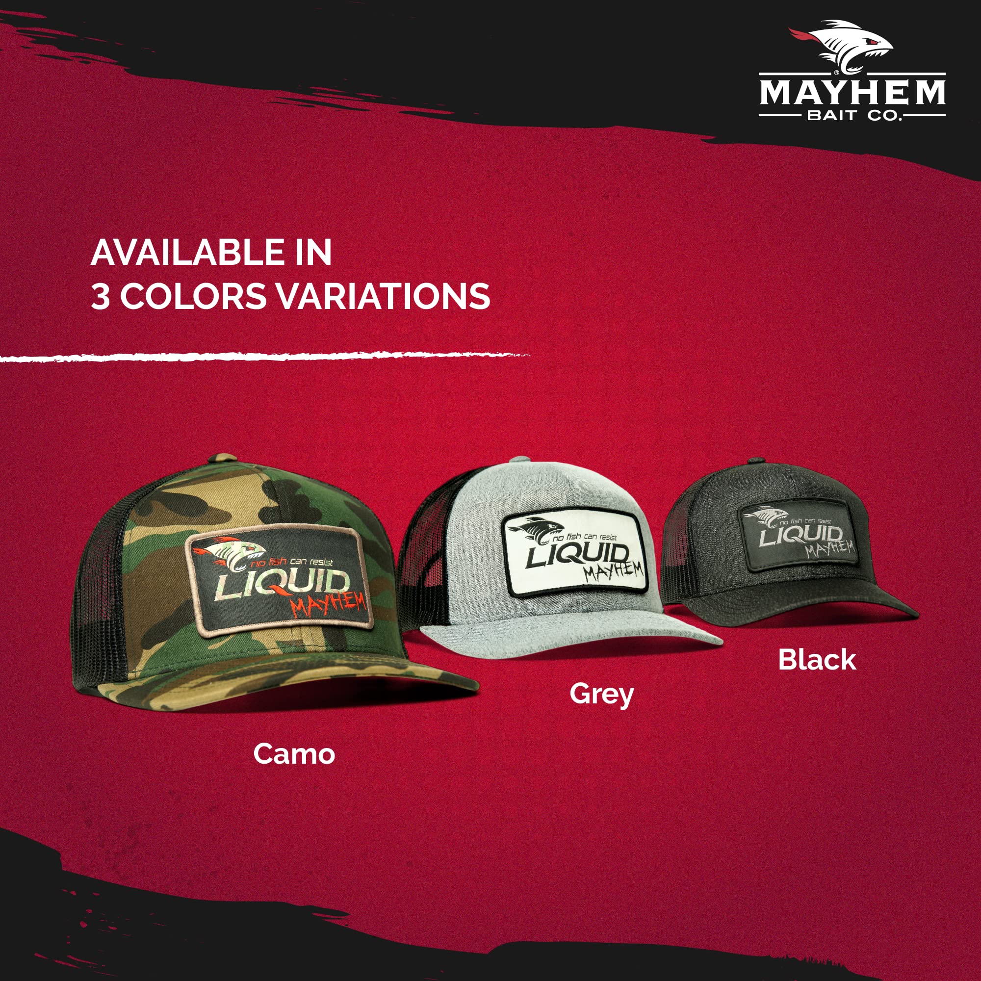 Liquid Mayhem Mayhem Bait Co Men’s Snapback Mesh-Back Hat, Fishing Apparel, Camo