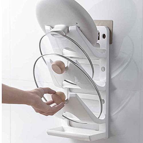 WWFS Pot Cover Rack Wall Hanging, Punch-Free Multifunctional Cutting Board Rack, Shelf for Pot Cover, Chopping Board Storage Rack