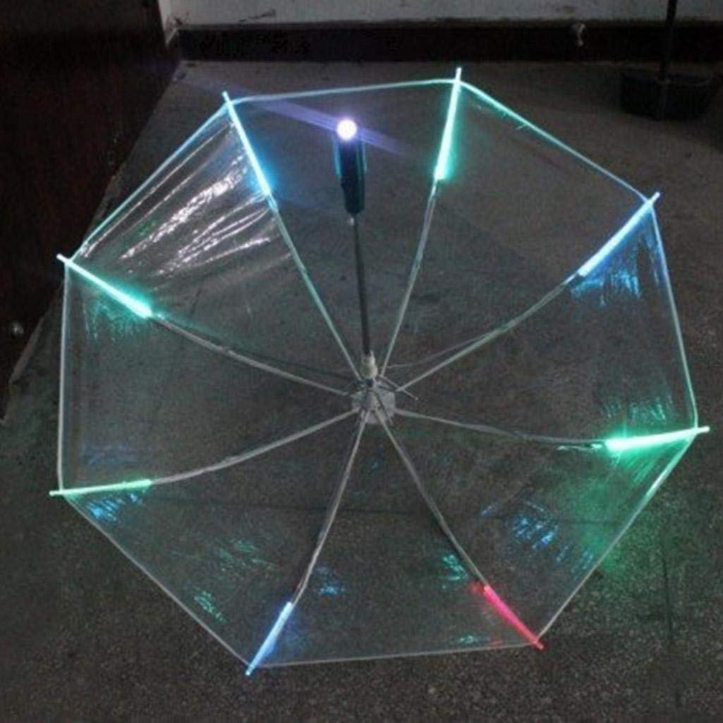 lEIsr00y Umbrella Creative Colorful Flash LED Light Windproof Sun Rain Night Protection Umbrella for Women Children Friends Colleagues - Blue