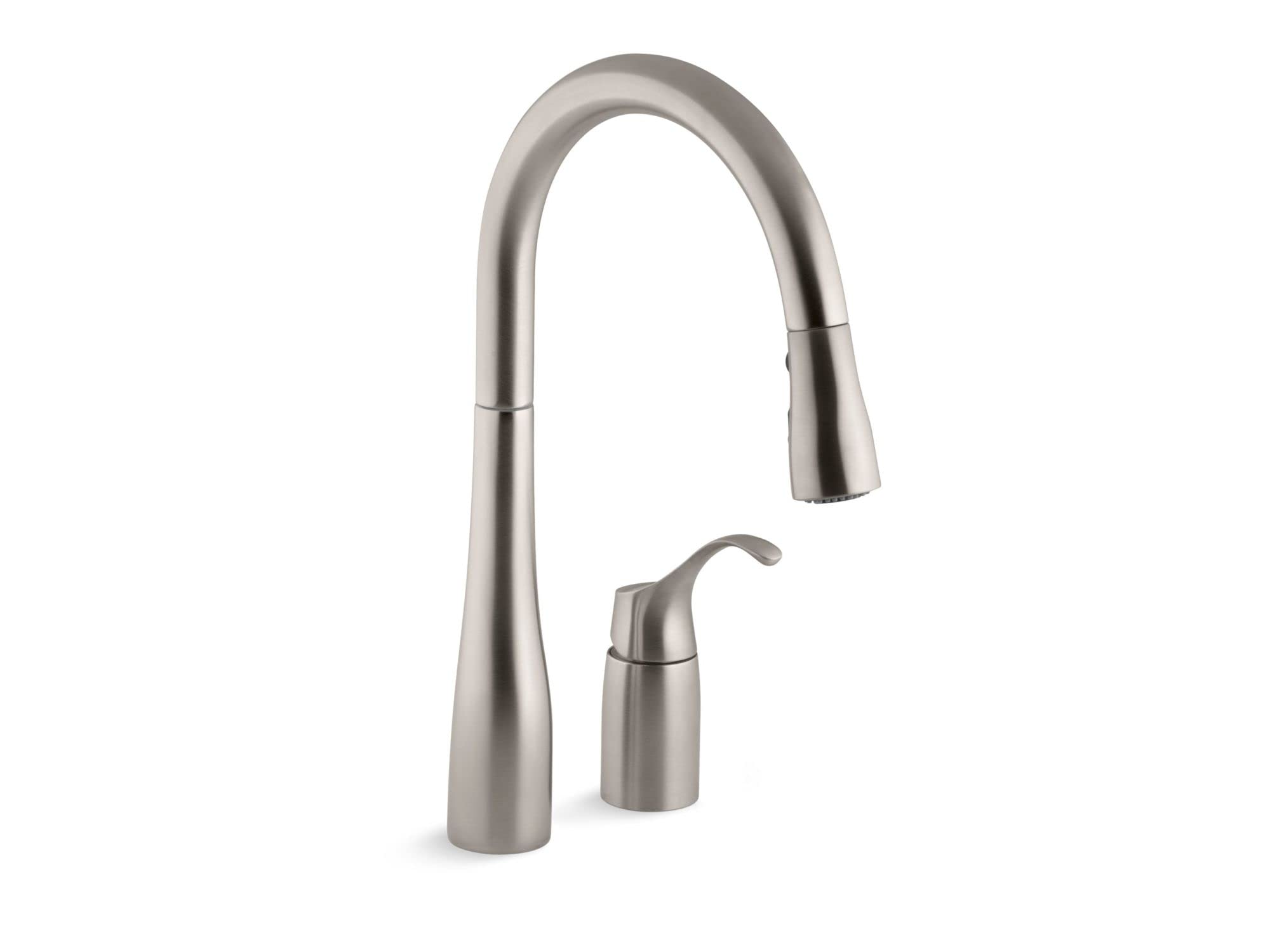 KOHLER K-647-VS Simplice Pull-Down Kitchen Faucet with Side Handle Control, Kitchen Sink Faucet with Pull-Down Sprayer, Vibrant Stainless