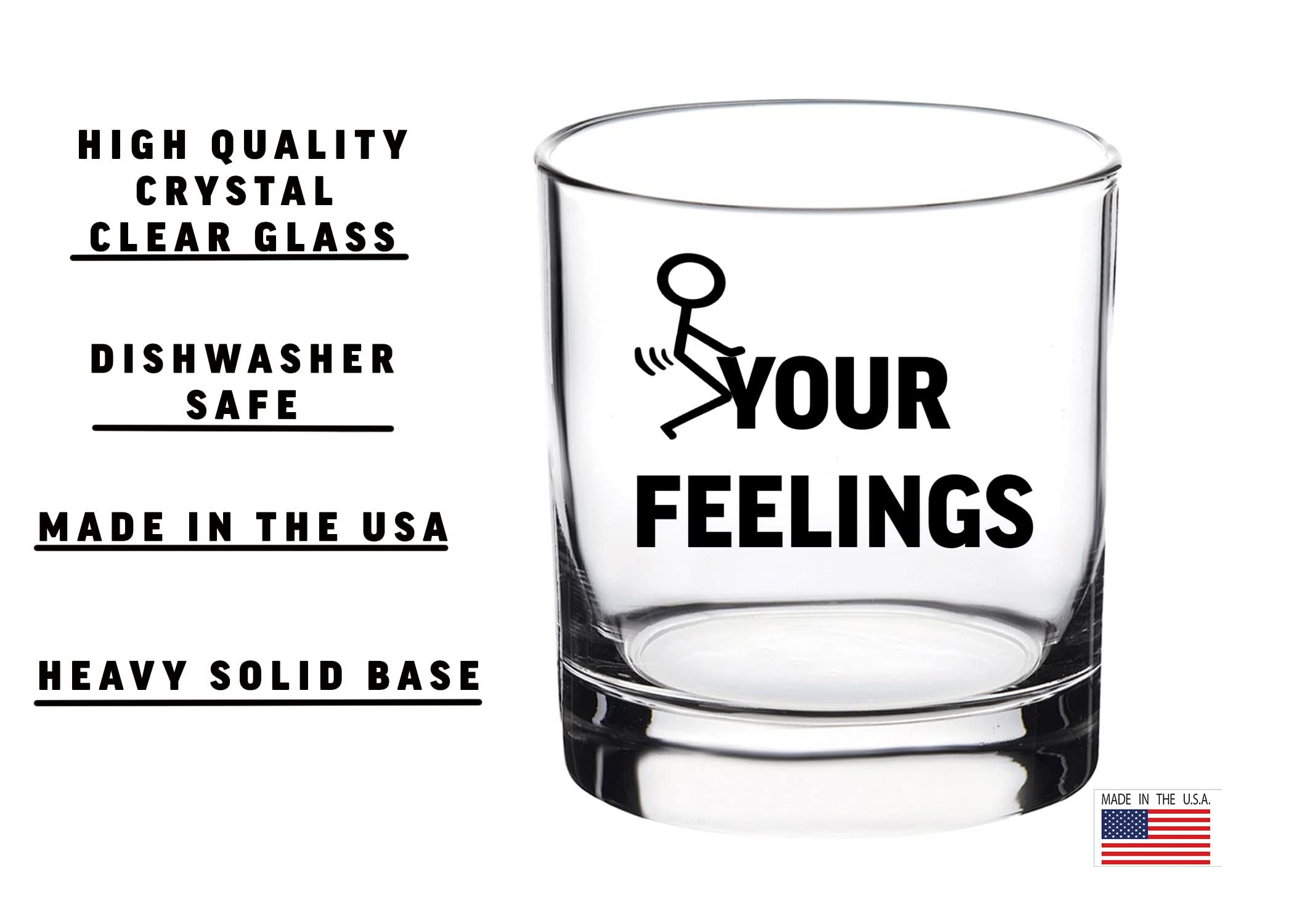 Rogue River Tactical Funny Screw Your Feelings Old Fashioned Whiskey Glass Drinking Cup Gift For Him Men Dad Grandpa