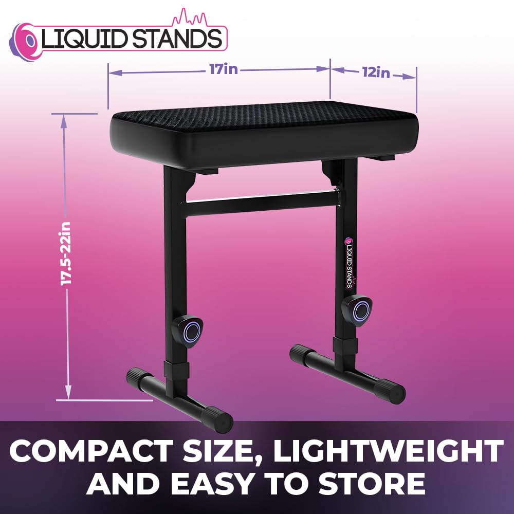 Liquid Stands Piano Bench Adjustable Stool – Music Keyboard Bench Seat for Piano Keyboard Stand with Black Padded Cushion for Musicians Piano Stool Chair (Mesh Fabric)