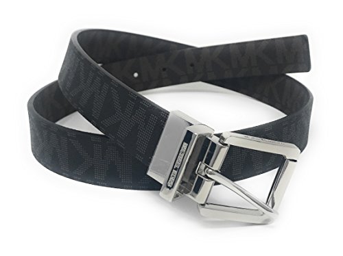 Michael Kors Women's 30mm Reversible MK Logo Monogram Synthetic Leather Belt, Black To Brown (M)