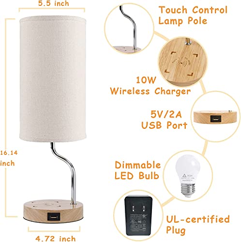 Unfusne Lamps for bedrooms Set of 4, Touch Control Table Lamp 3 Way Dimmable Nightstand Lamp with Fabric Shade, Small Lamp Set of 2 for Living Room, Dorm, Home,Office