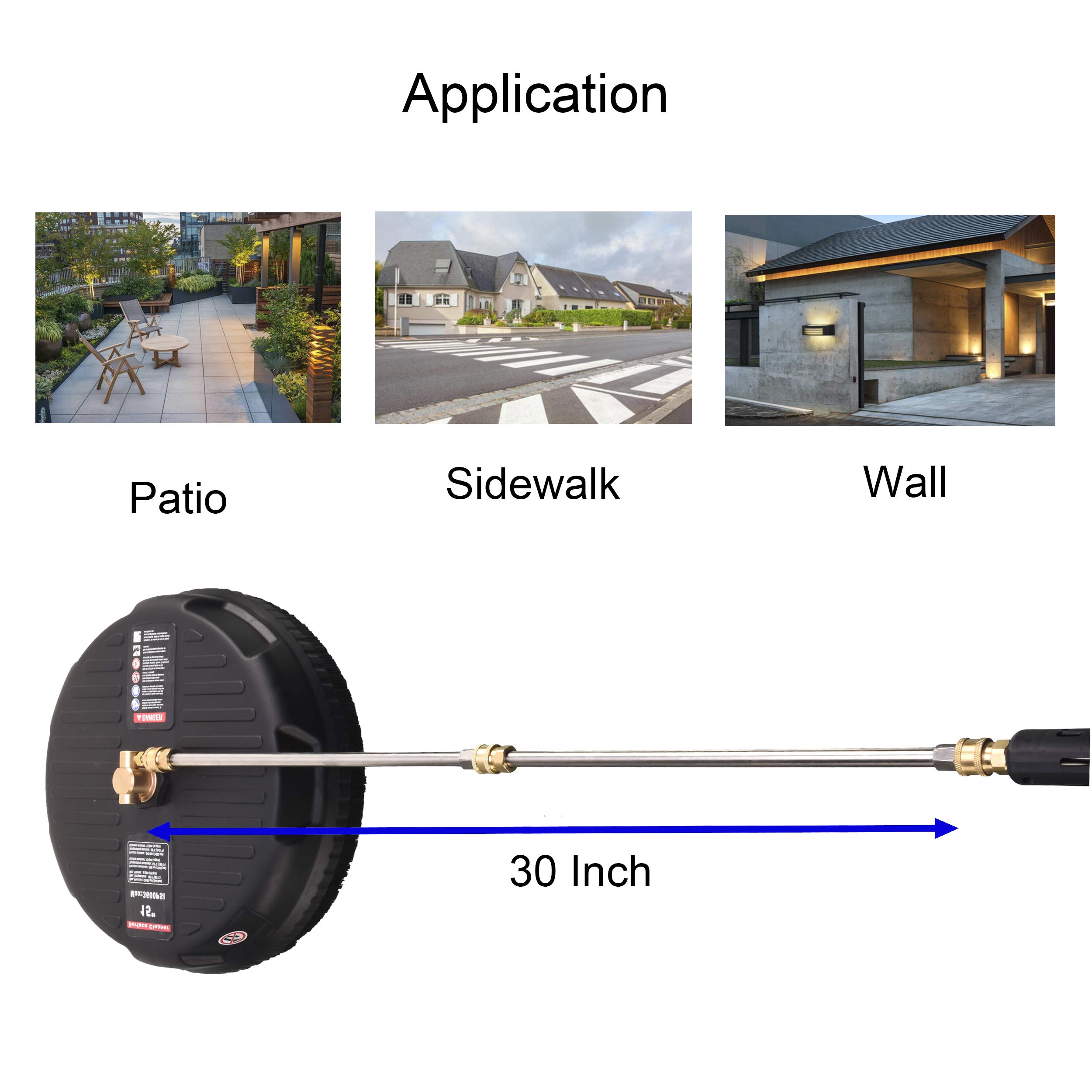 M MINGLE 15'' Pressure Washer Surface Cleaner, with 2 pcs Extension Wand Attachment for Power Washer, 4000 PSI