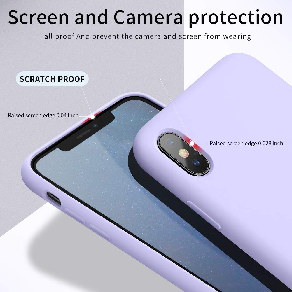 MCUCA iPhone X Case iPhone Xs case Liquid Silicone Gel Rubber Bumper Case,Ultra-Thin Soft Microfiber Lined Full Body Protective Case Cover for Apple iPhone X iPhone Xs,Light Purple
