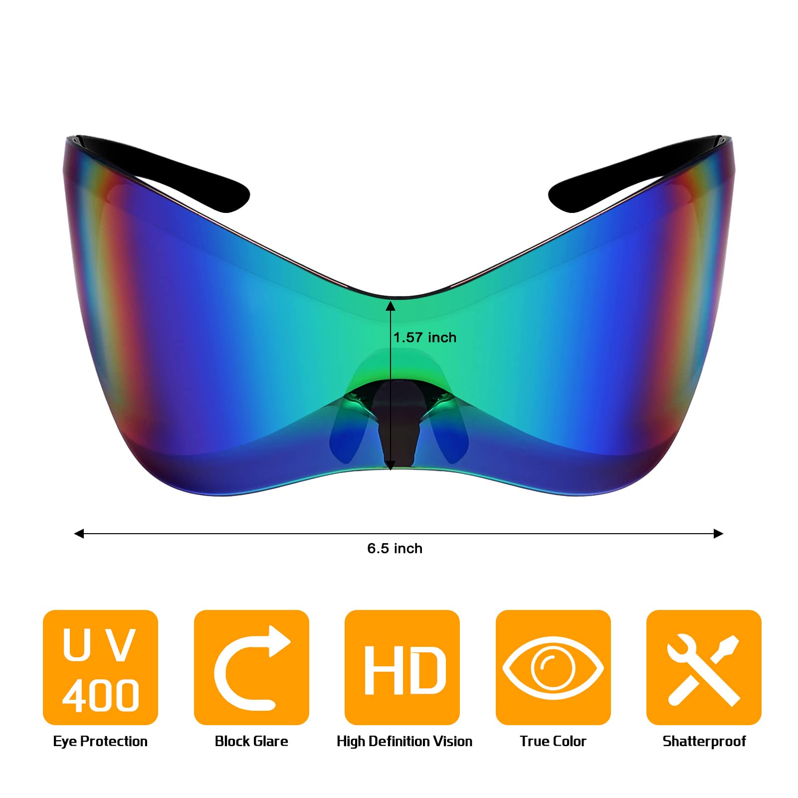 SENMARIES Futuristic Sunglasses for Men Women Alien Oversized Wrap Around Shield Fashion Chic Mask Sun Glasses ShadesSilver