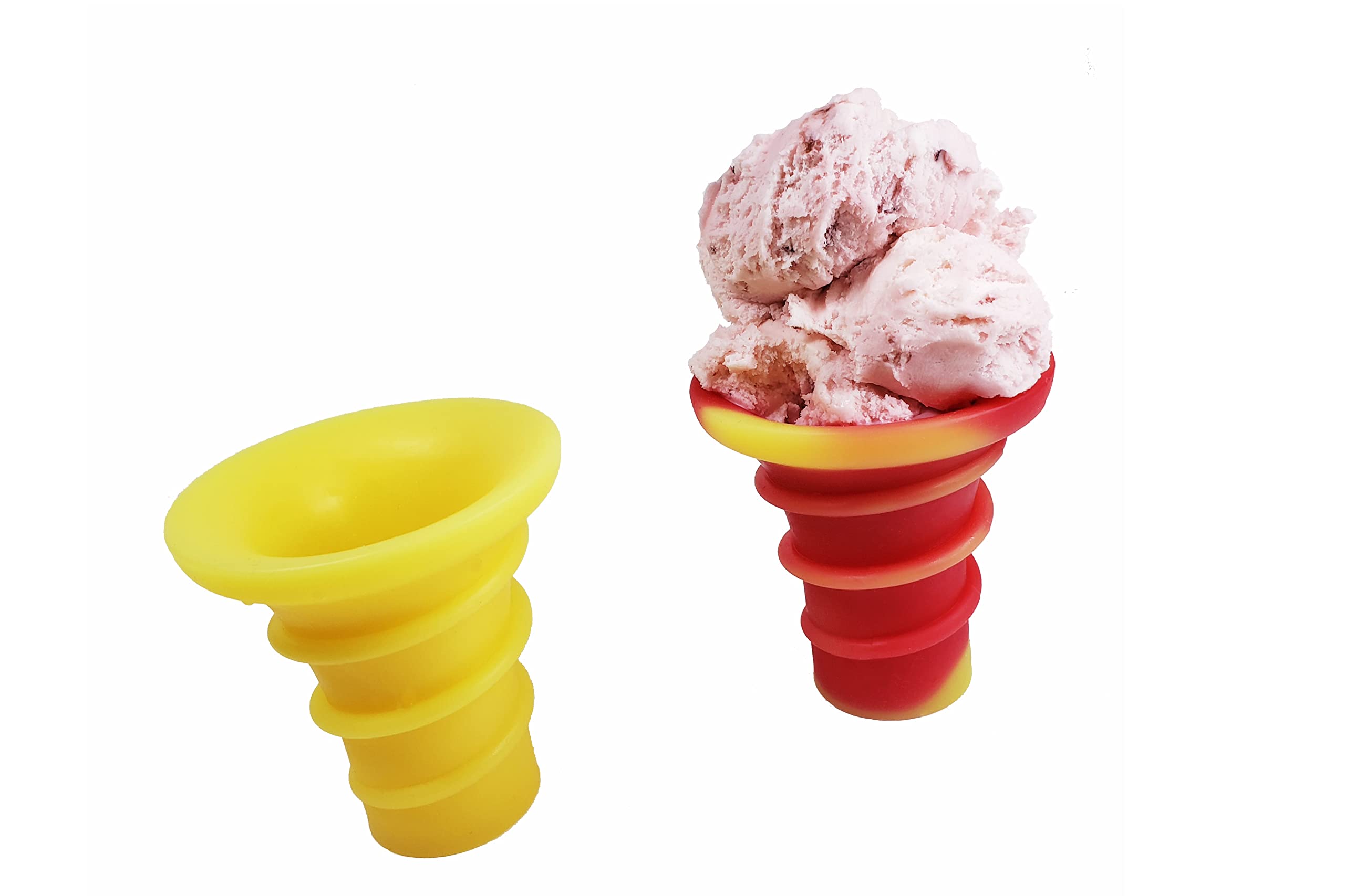 Reusable Ice Cream Cones Color Changing Flexible Soft Food Grade Silicone Non-toxic Dishwasher Safe FDA Compliant Rated Age Three Plus BPA Free Great Gift