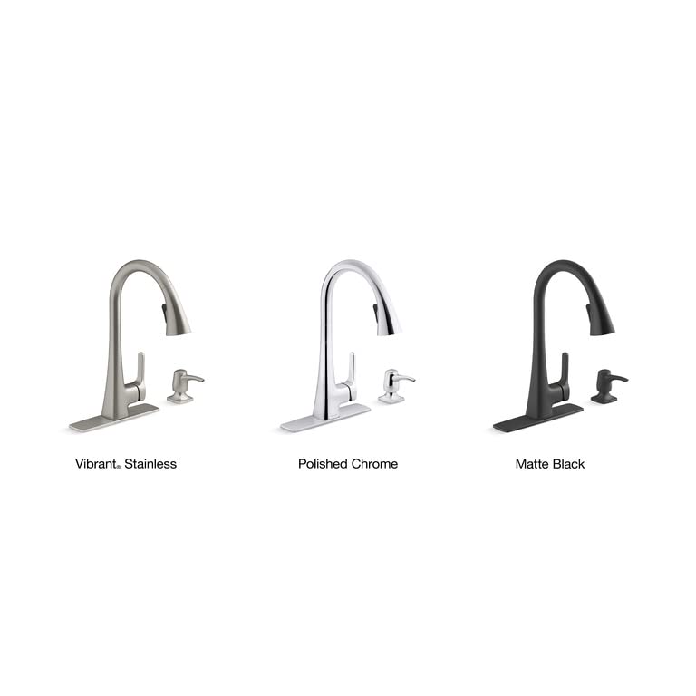 KOHLER R26281-SD-VS Maxton Touchless Pull-Down Kitchen Faucet with Soap Dispenser, Kitchen Sink Faucet with Pull Down Sprayer, Touchless Activation Faucet, Vibrant Stainless