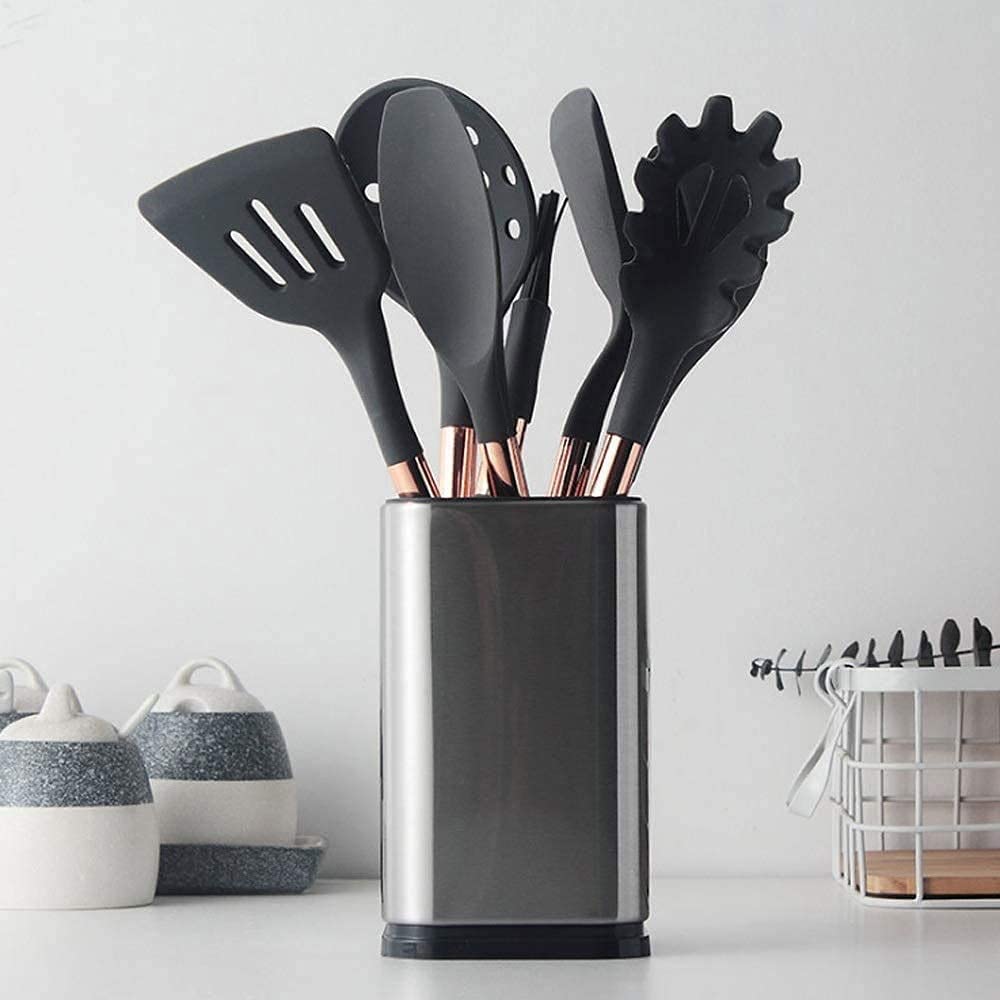 LMMDP Silicone Stainless Steel Kitchenware Non-stick Cookware Cooking Tool Spatula Ladle Shovel Spoon Soup Kitchen Utensils Set