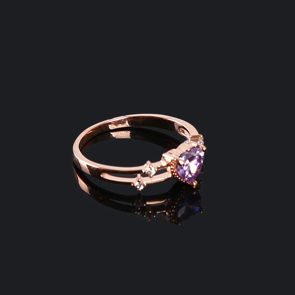 LZIYAN Heart Shape Purple Zircon Rings Charm Fashion Ring Jewelry for Women,Size 7