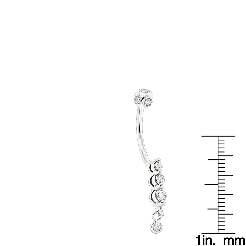 Luxurman Ladies 14k Upscale Body Jewelry Piece Natural 0.4 Ctw Diamond Belly Ring For Her (White Gold)