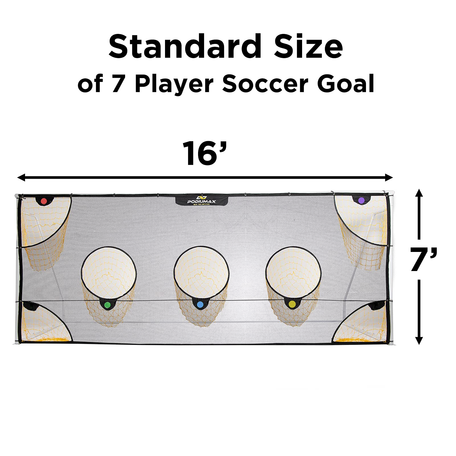 PodiuMax Soccer Goal Target Net with Highlighted Scoring Zones, Sturdy Polyester Net for Shooting and Finishing Drill Practice, 12x6' Futsal