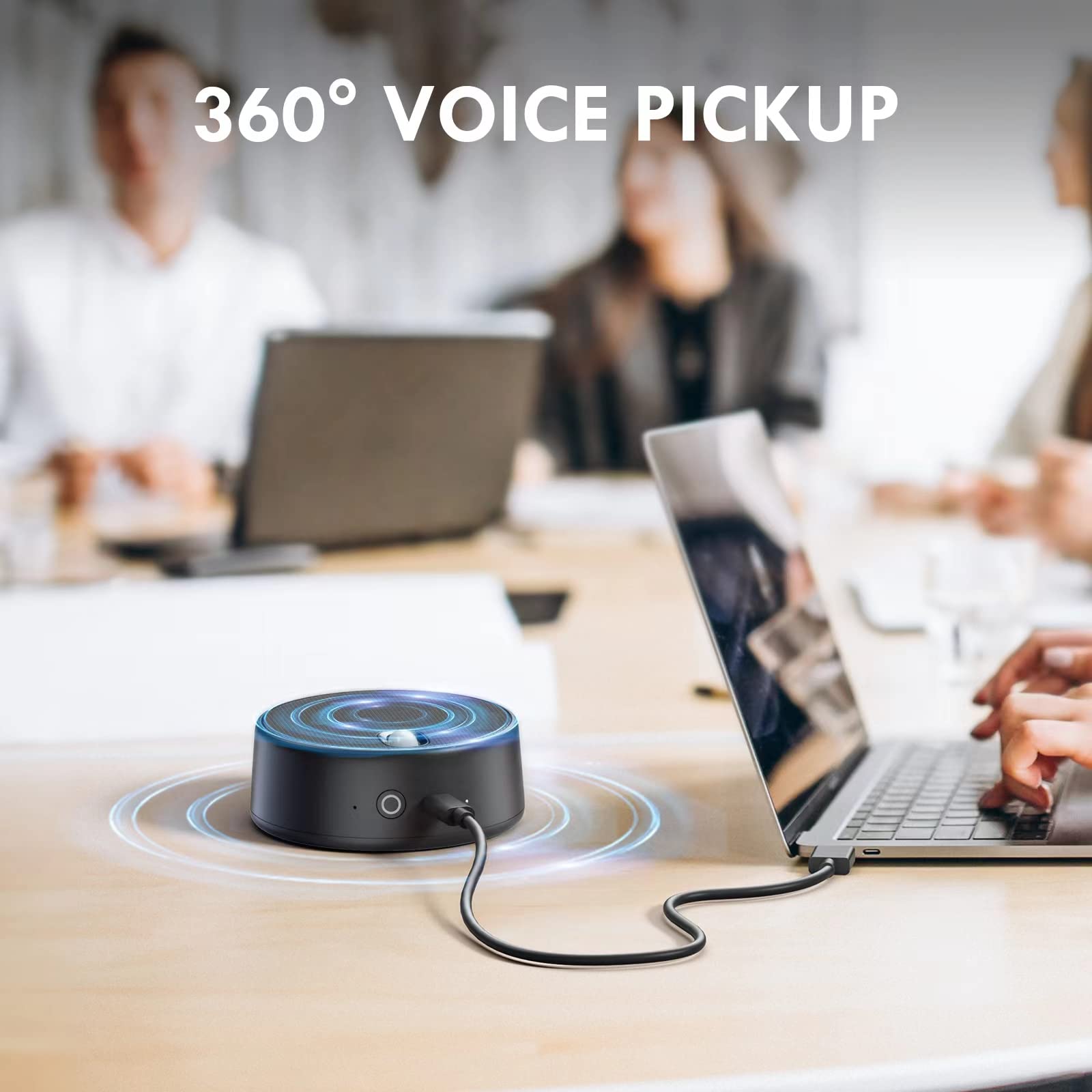 USB Computer Speakers, PC Speaker for Desktop, 360° Omnidirectional Mic Pick Up Voice, 3 Sound Modes, Noise Cancelling Speakers with Microphone for Video Meeting, Skype, Gaming, Zoom, Plug & Play