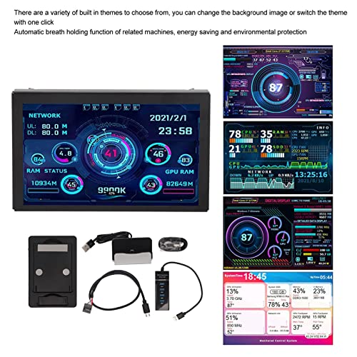 Yoidesu 5in IPS USB Mini Screen, Computer Temp Monitor AIDA64 PC CPU RAM HDD Data Monitor, PC Sensor Panel Display Temperature Monitor for Raspberry Pi, for Linux, for Windows