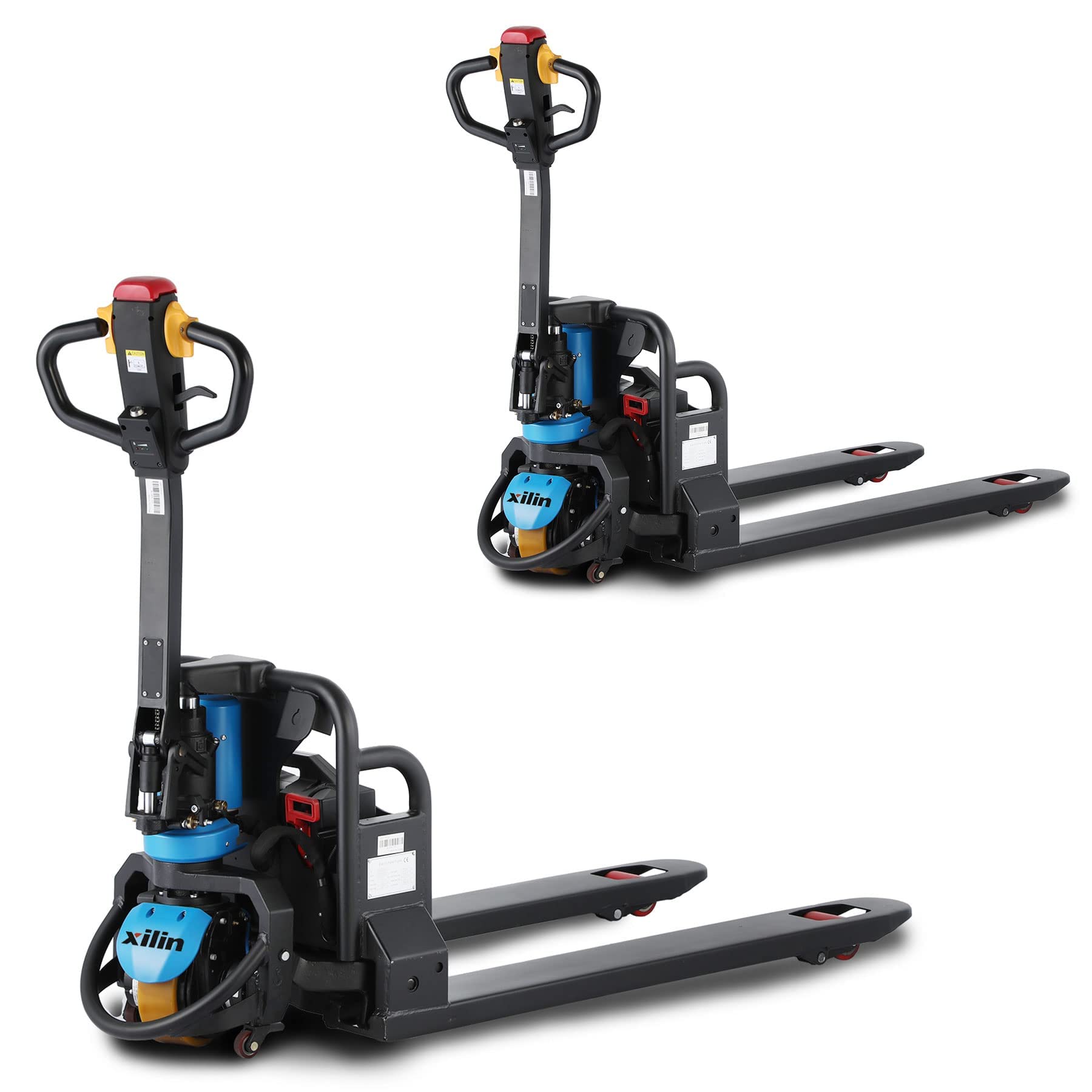 Xilin Electric Powered Pallet Jack 3300lbs Capacity Lithium Battery Walkie Pallet Truck 48"x27" Fork Size Blue Style 2 Pcs