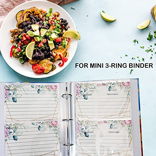 Recipe Card Page Protectors, Mini Recipe Card Sleeves for 8.5 x 9.5 3-Ring Binder, 2 Pockets Per Page, Recipe Binder Refill Pages (50 PCS, 4x6 Inch Pockets)