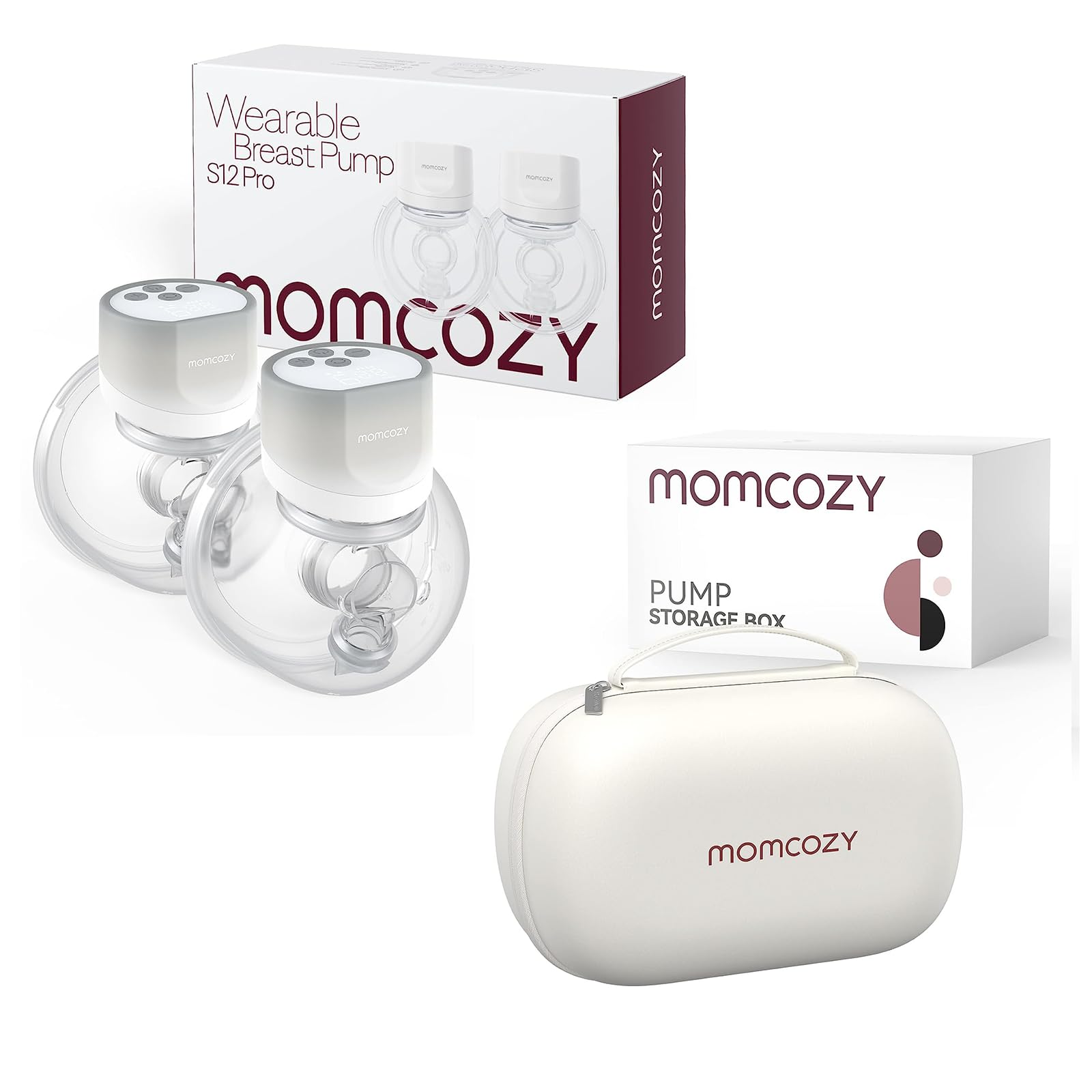 Momcozy S12 Pro Hands-Free Breast Pump Gradient Gray & Breast Pump Bag for Hands-Free Wearable Breast Pumps(Holds 2 Pumps)