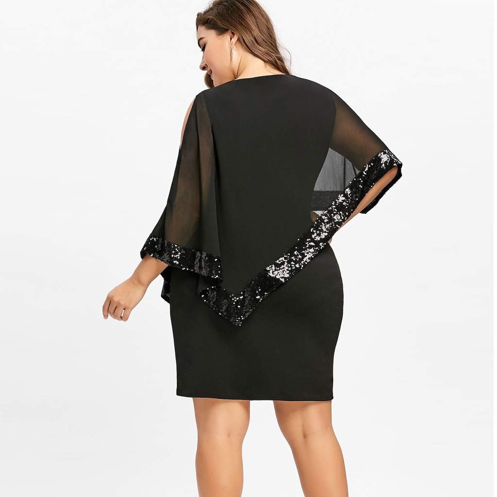 Mikilon Plus Size S-5XL Cold Shoulder Mini Dress for Women Sexy Shawl O Neck Bodycon Purple