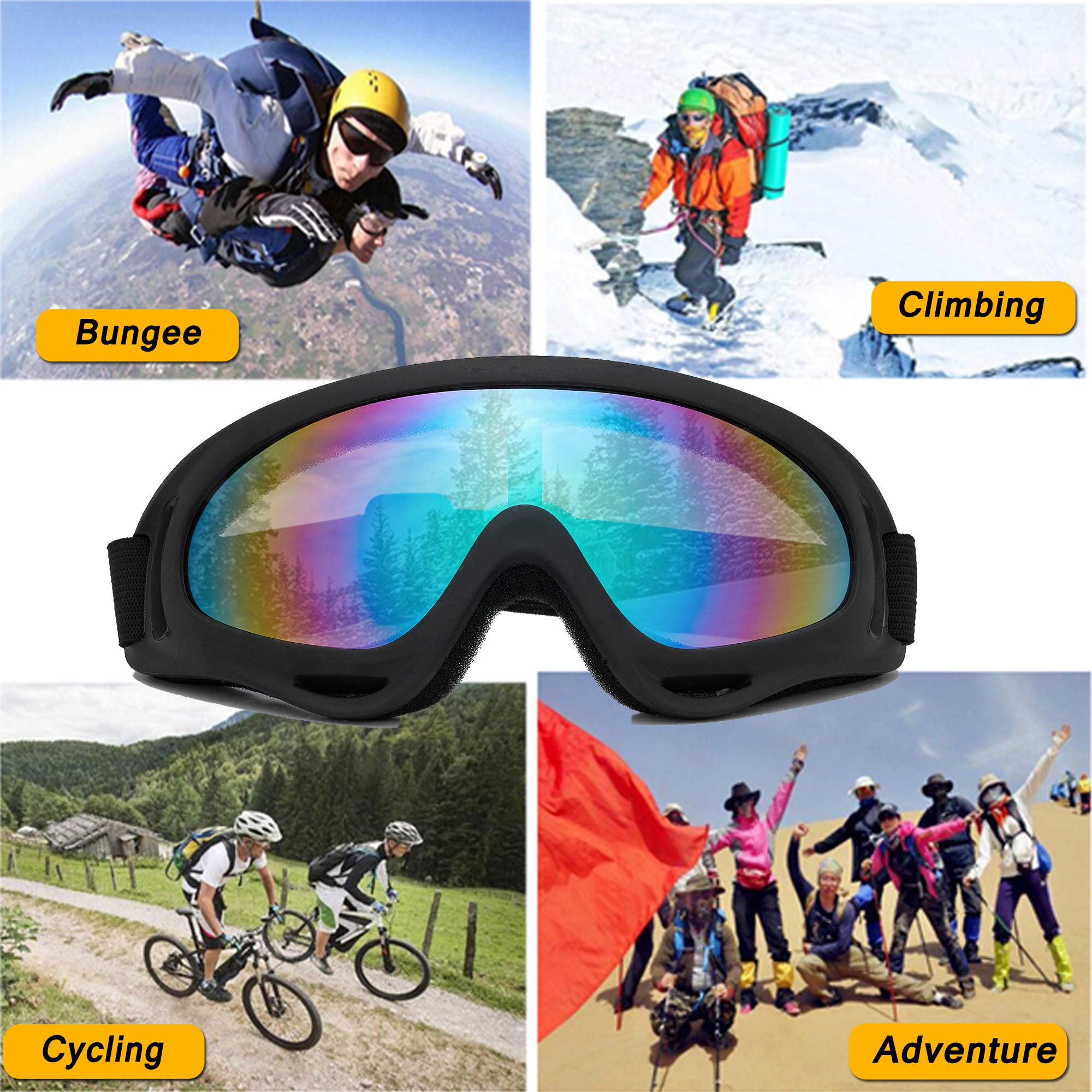 Lelinta Skiing Goggles UV Protection for Ski Snowboard with OTG Anti-Fog Ski Goggles