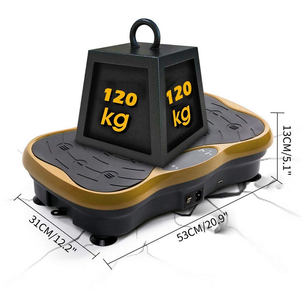 NJ508 Vibration Plate Exercise Machine - Whole Body Workout Vibration Fitness Platform w/Loop Bands - Home Training Equipment for Weight Loss & Toning (Glod)