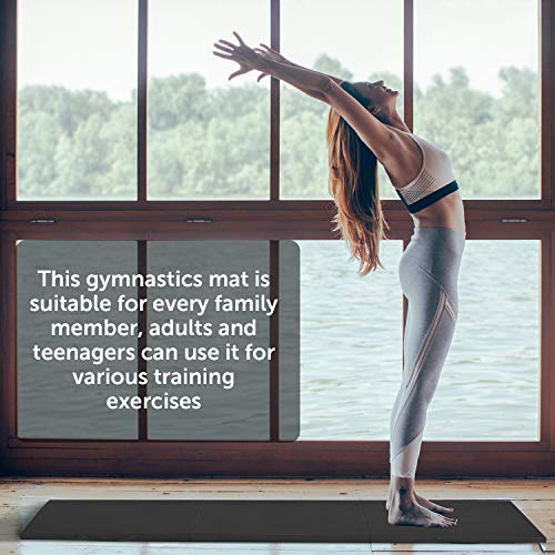 M HI-Mat 1.2‘’Thick Folding Exercise Mat with Carrying Handles for Exercise, Gymnastics and Home Gym Protective Flooring (Black)